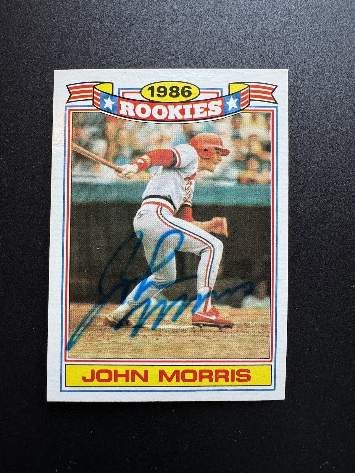 1987 Topps 1986 Rookies # 10 John Morris Autograph St Louis Cardinals ...