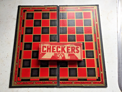 antique vintage art deco checkers game board wood pieces 1930s machine ...