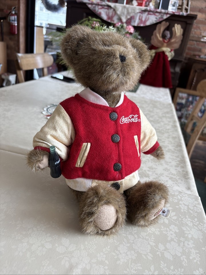 Boyds Bears Coca-Cola Plush "Collin" Teddy Bear Red Varsity Jacket ...