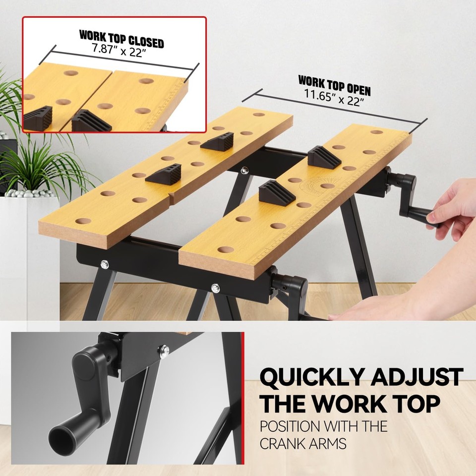 Adjustable Folding Workbench with Built-in Ruler & Protractor, Portable ...