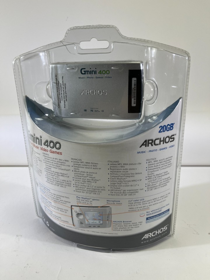VTG Sealed 2004 Archos Gmini 400 Pocket Multimedia Center Retro Gaming ...