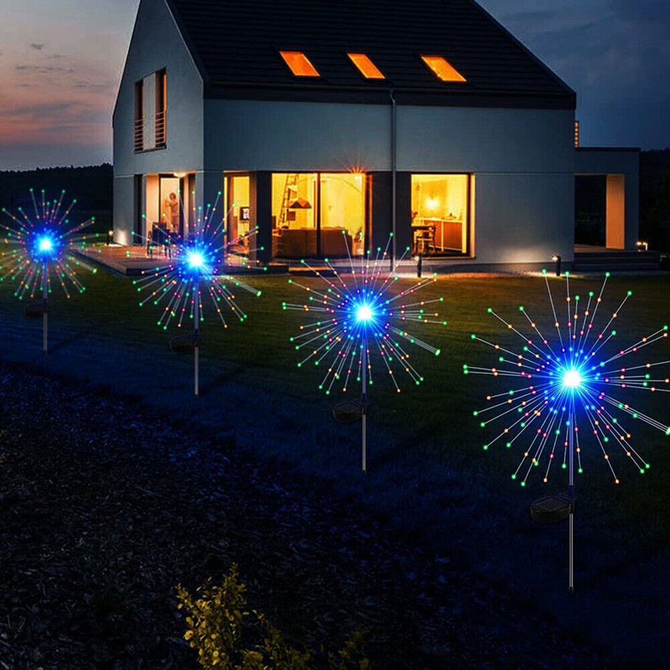 150 LED Solar Firework Starburst Lights Fairy Lamp Garden Path Outdoor ...