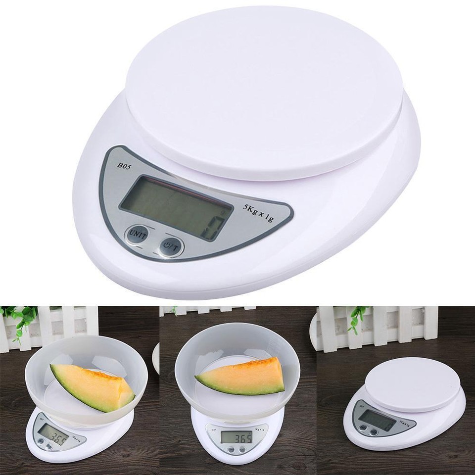 5kg Digital Kitchen Scales LCD Electronic Cooking Scale Bowl UK Food ...