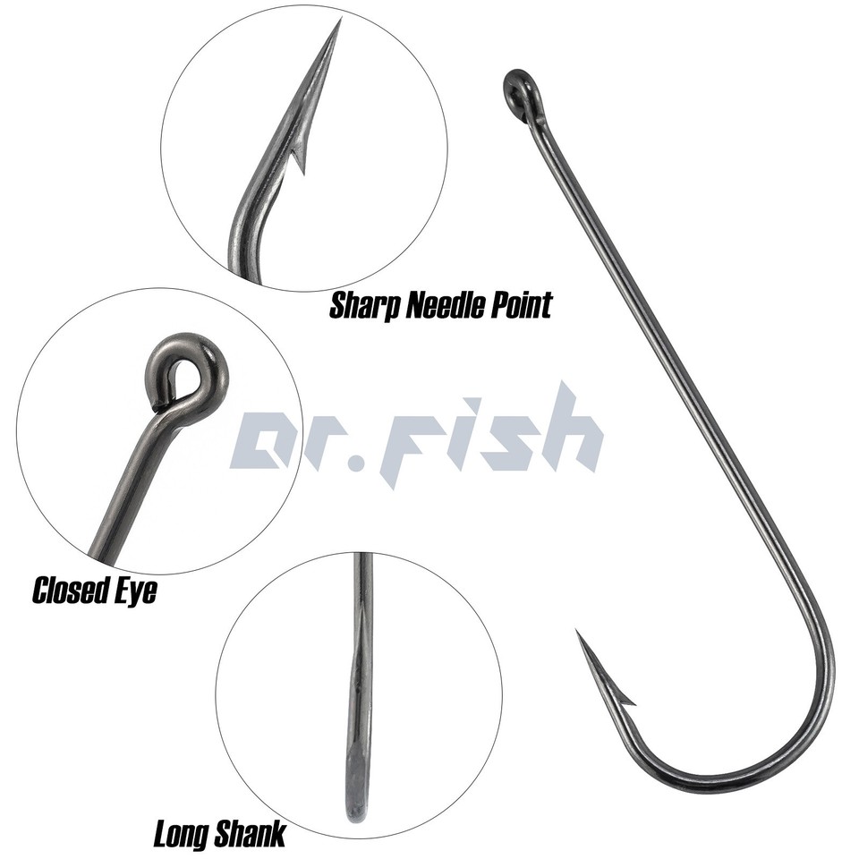 100PCS Aberdeen Hooks Long Shank Light Wire Fishing Hook Live Bait ...