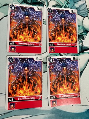 4x SkullMeramon ST12-07 C (Playset) Digimon CCG TCG | Near Mint English ...