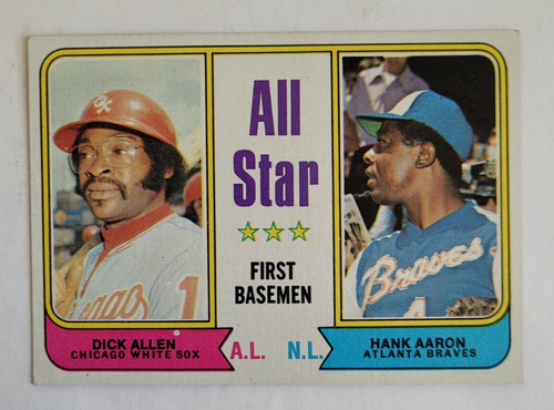 1974 Topps #332 HOF Dick Allen & Hank Aaron NL-AL All Star Baseball ...