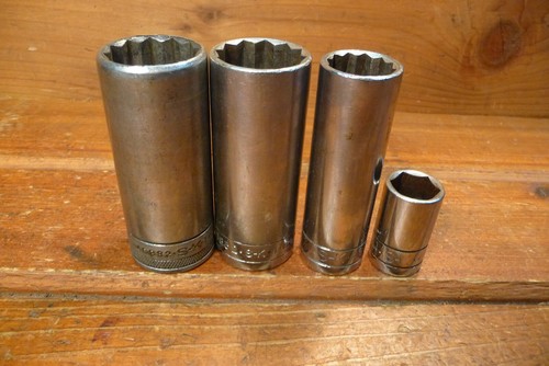 SK 1/2" Drive Socket Lot. (3) 12pt Deep Sockets 1", 3/4", & (1) 6pt 5/8 ...
