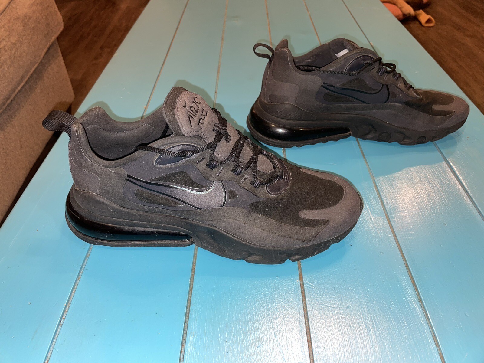 Nike Mens 9.5 Air Max 270 React Black Oil Gray Athlet… - Gem