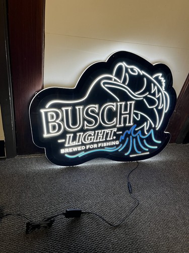 BUSCH LIGHT FISH LED BEER BAR SIGN FISHING Man Cave Display Sign | eBay