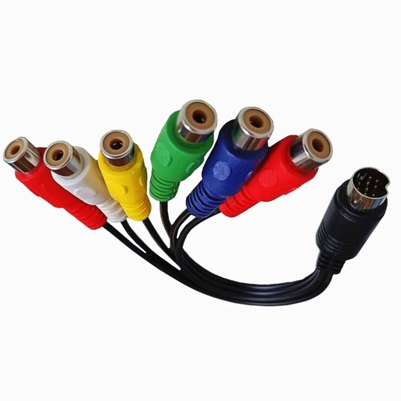 10 Pin Audio and Video DIN Cable S-Video 10Pin to 6RCA Female Cable RGB ...