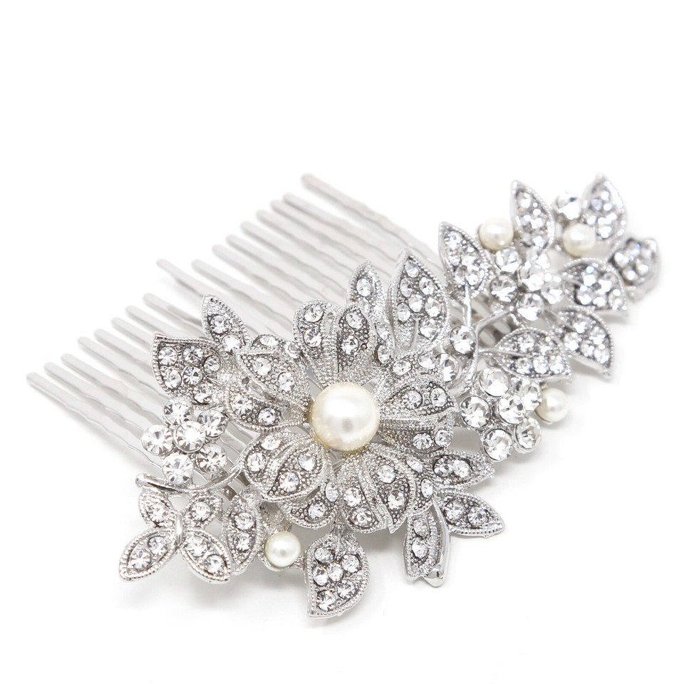 beautiful elegant wedding bridal hair comb Ivory Color pearl and ...
