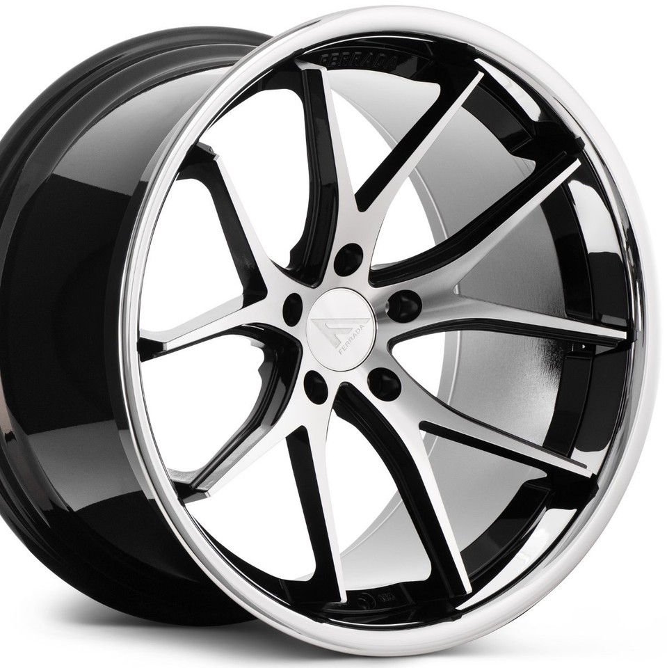 20" STAGGERED FERRADA FR2 20x9 20x11.5 BLACK MACHINED w/CHROME CONCAVE ...