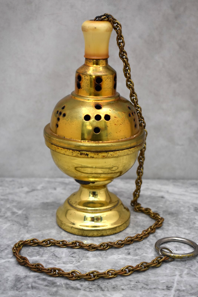 Used Single Chain Church Censer, Thurible, All Brass (CU520) chalice co ...