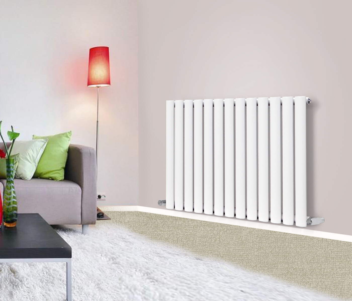 Horizontal Designer Oval Column Radiators Single Panel Central Heating ...