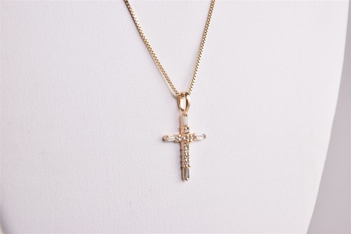 Ross Simon Gold Sterling Silver 25mm Cubic Zirconia Cross 925 Pendant ...