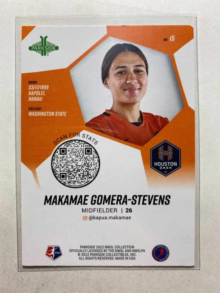 Makamae Gomera-Stevens 2022 Houston Dash Black & White #15 NWSL Card | eBay