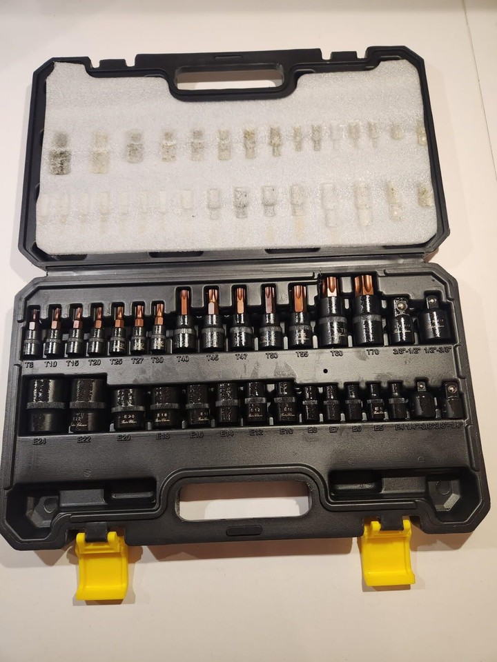 31 Pcs Torx Bit Socket Set & External Socket Set, Star T8-T70, E4-E24 ...