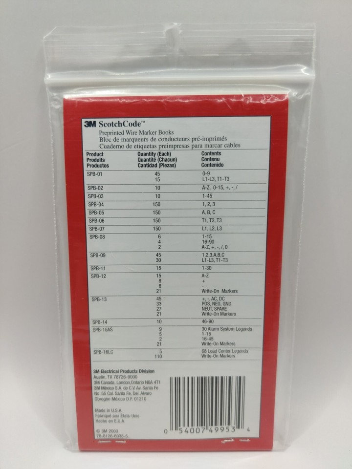 3M ScotchCode SPB-03 Preprinted Wire Marking Marker Book Brand New 54007499534| eBay
