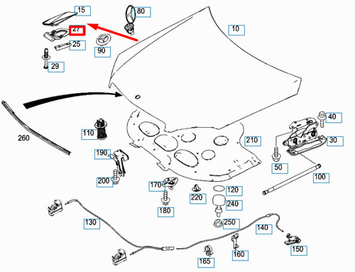 NEW MERCEDES-BENZ C W204 AMG ENGINE HOOD LEFT BRACKET A2048850041 204 ...