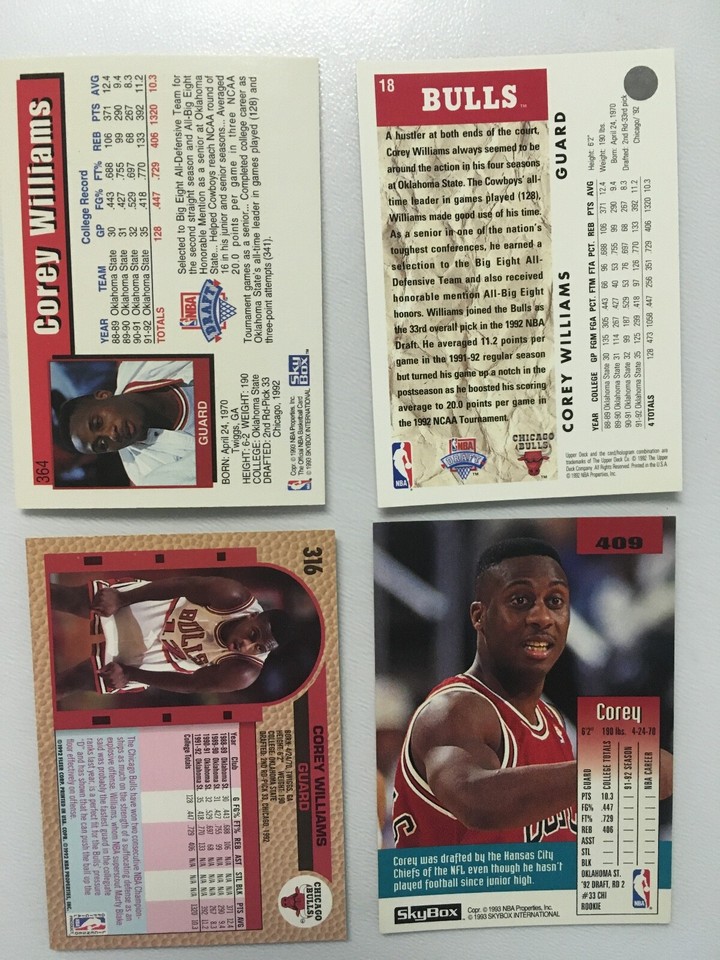 Corey Williams Rookie (4) 1992-93 Bulls Skybox Fleer Hoops | eBay