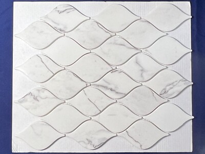 S51 White/Grey Leaf Eco Glass Mosaic Tile Kitchen Bathroom Polished | eBay