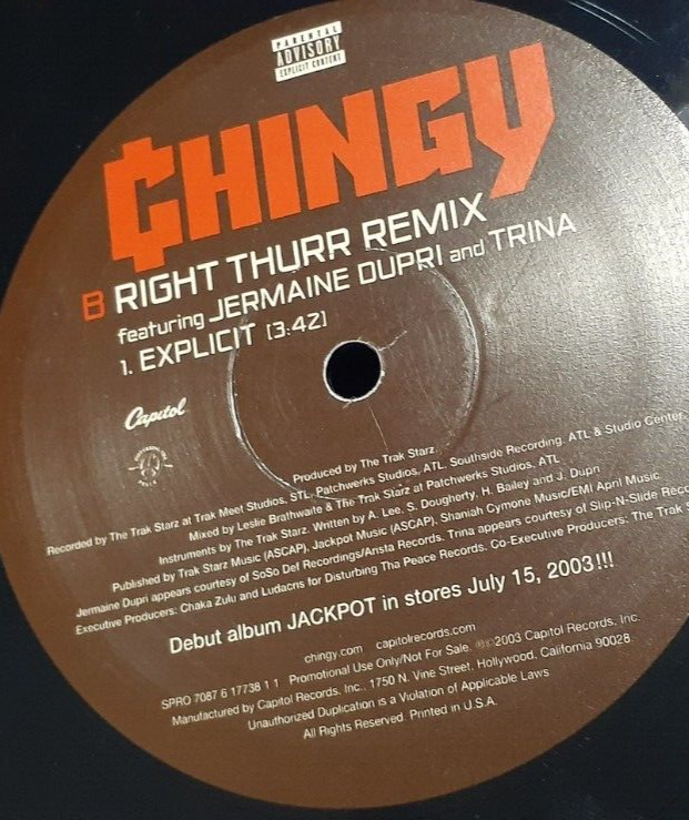 Chingy Right Thurr Vinyl Record Single | eBay