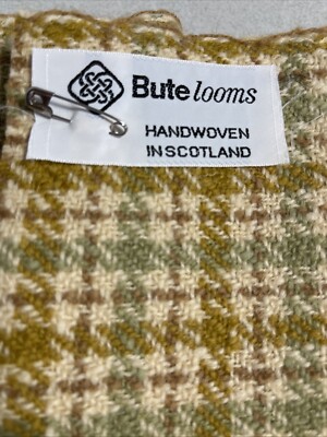 VTG Bute Looms Wool Hand Woven Fabric Scotland 72x29” Houndstooth Plaid ...