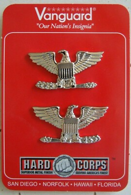 US ARMY GI OFFICER O-6 COL COLONEL SILVER JACKET RANK INSIGNIA PAIR | eBay