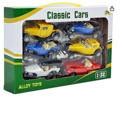 Classic Car Model 1:32 Collectible Vintage Pull-Back Alloy Diecast Car ...
