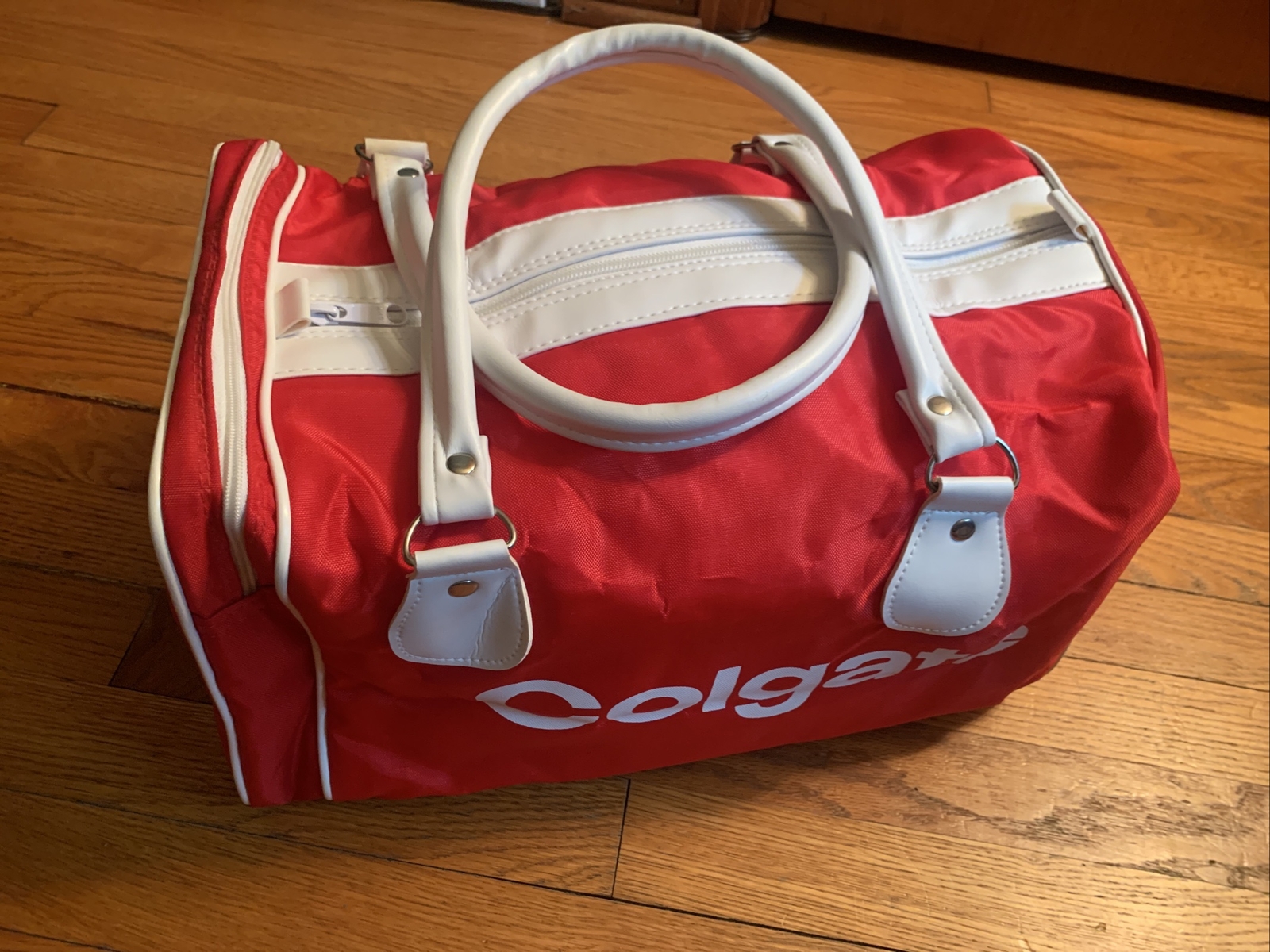 Vintage Colgate Toothpaste Duffle Bag 15x9 In Leather… - Gem