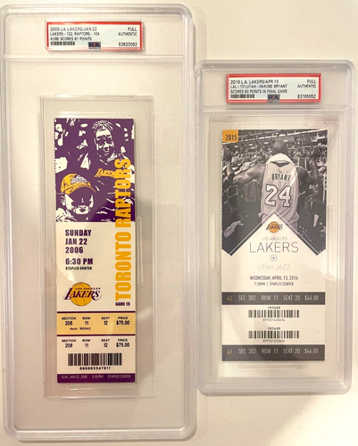 Kobe Bryant Final Game Ticket Stub Last Game 60 Points + 81 Point Game ...