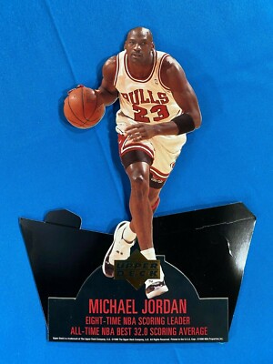 1996 UPPER DECK CHICAGO BULLS MICHAEL JORDAN CARDBOARD CUTOUT DISPLAY ...