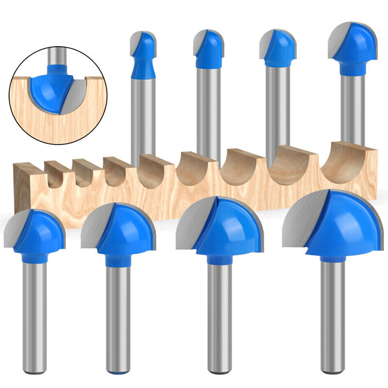 8Pcs 1/4 inch Shank Cove Core Box Router Bit Set Sturdy Round Nose ...
