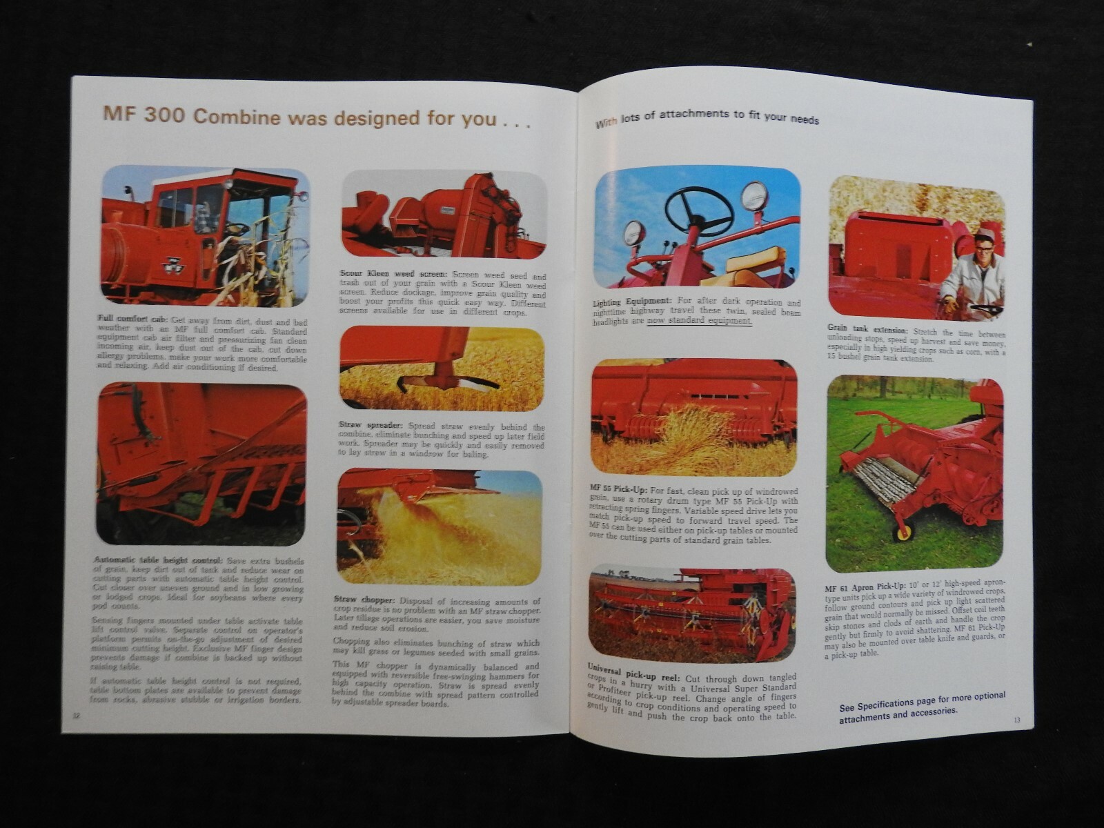 1970 MASSEY-FERGUSON "MF 300 COMBINE" SALES CATALOG BROCHURE VERY NICE ...