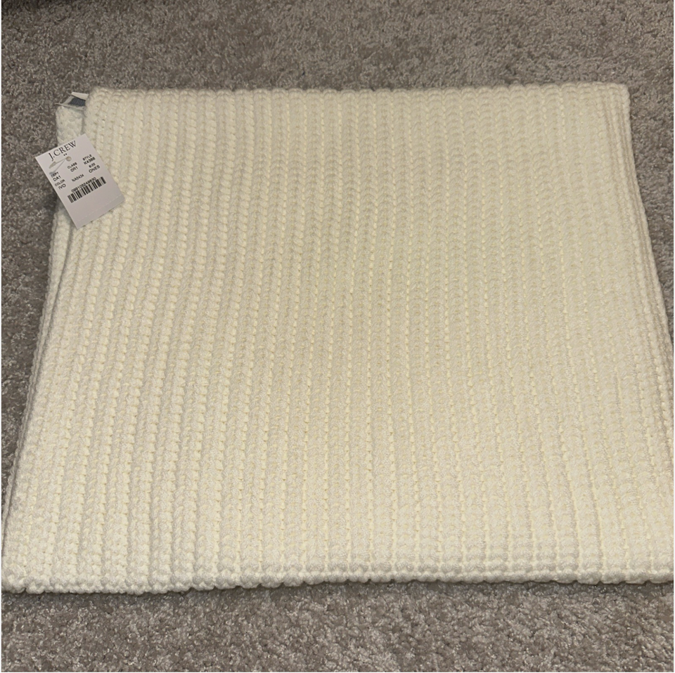 NWT J. Crew K4388 Super Soft Scarf Snowy Ivory Cozy Ribbed Scarf Warm ...