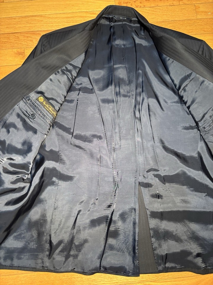 Brooks Brothers Men’s Loro Piana 100% Super 110's Worsted Wool Grey & Navy Blue | eBay