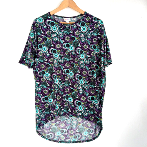 LuLaRoe Top Shirt Women's Size XXS Purple Aqua Geometric Short Sleeve ...