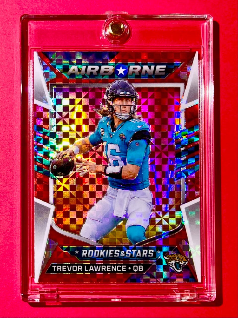 Trevor Lawrence RARE RED CHECKERBOARD REFRACTOR PANINI AIRBORNE PRIZM ...