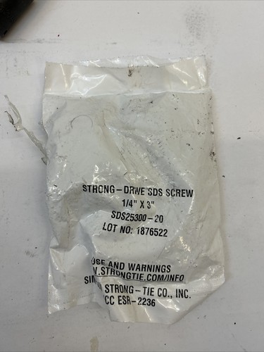 STRONG DRIVE HEAVY DUTY CONNECTOR SCREWS SDS25300-20 1/4"X 3" SDS ...