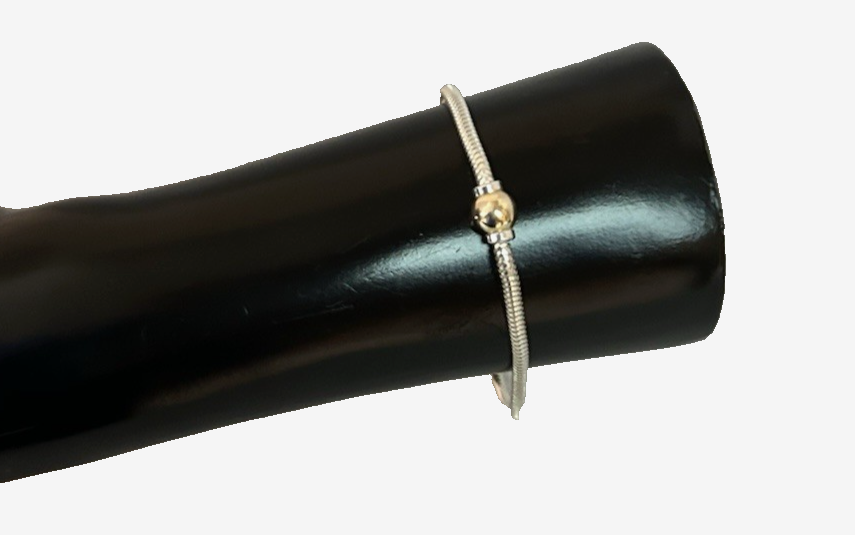 Cape Cod Bracelet/Anklet .925 Sterling Silver + 14Kt Single Ball Soft ...