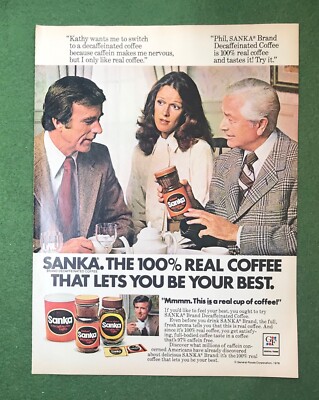 1970s magazine ad SANKA Brand Decaffeinated Coffee instant Robert Young ...
