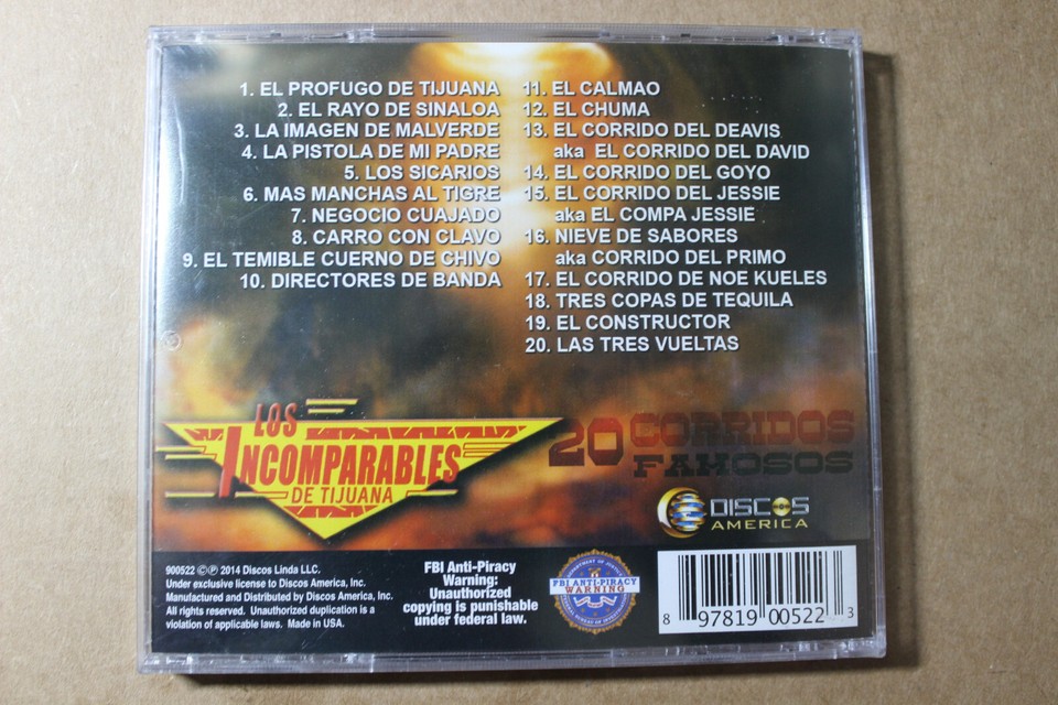 LOS INCOMPARABLES DE TIJUANA 20 CORRIDOS FAMOSOS ULTRA RARE NEW SEALED ...