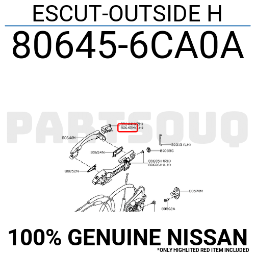 806456CA0A Genuine Nissan ESCUT-OUTSIDE H 80645-6CA0A | eBay