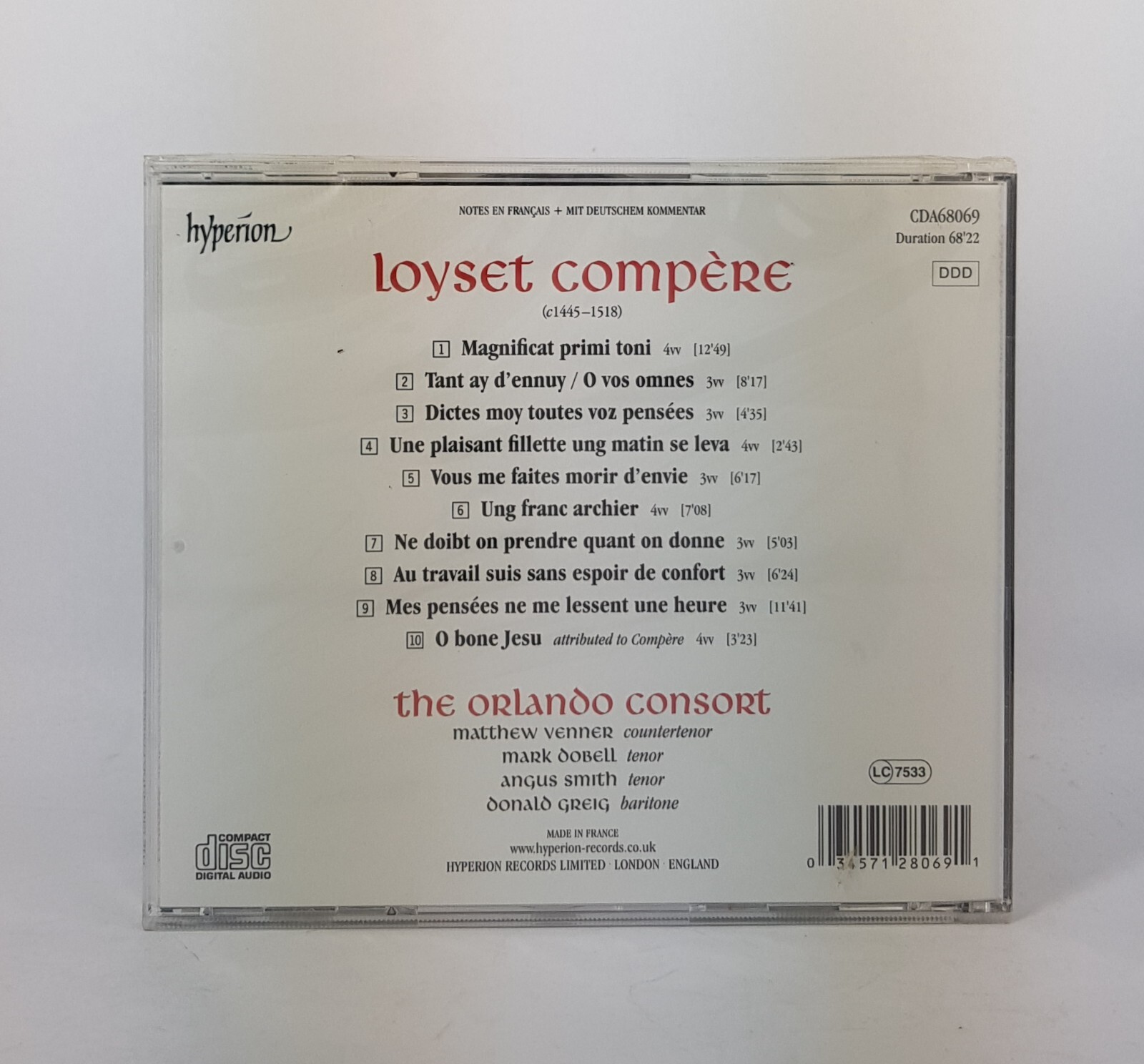 Loyset Compère | The Orlando Consort CD New and Sealed CDA68069 | eBay UK