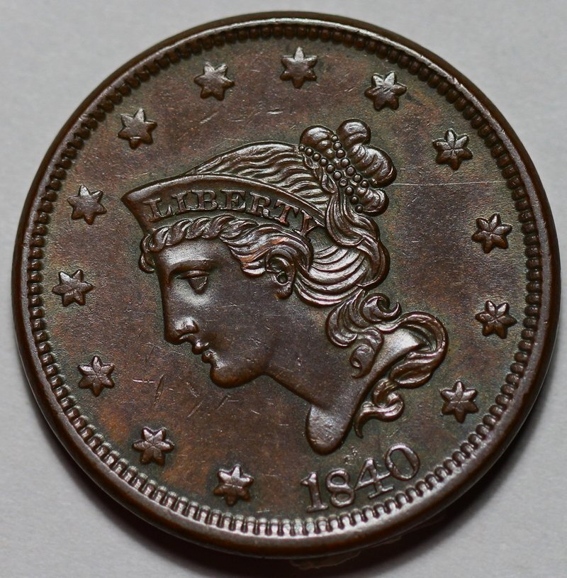 1840 Braided Hair Liberty Head Large Cent (N-5) - US 1c Copper Coin | eBay