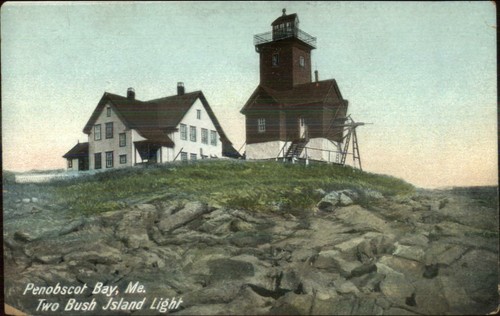Penobscot Bay ME Two Bush Island Lighthouse c1910 Postcard | eBay