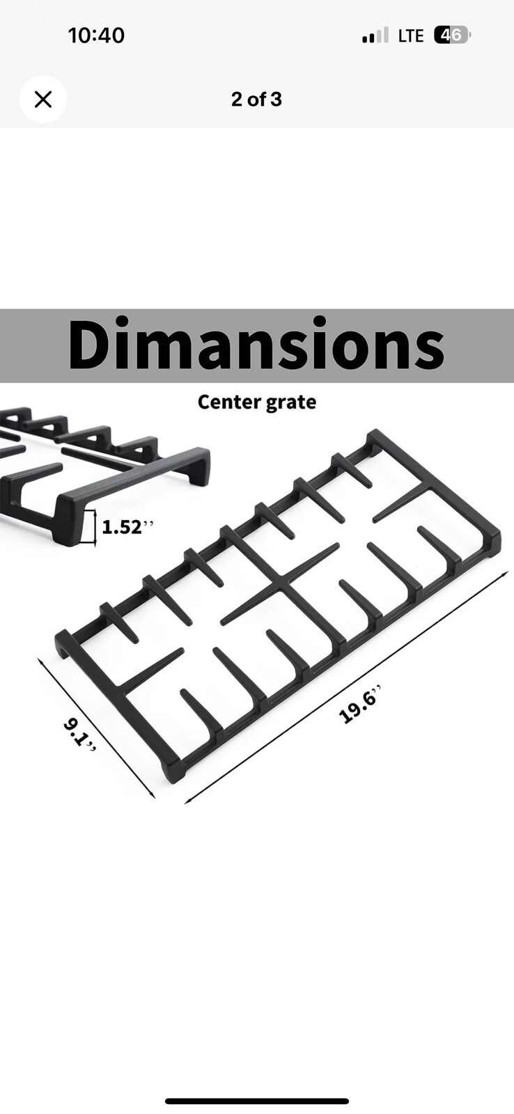 Center Cast Iron Grate Compatible with GE Gas Range WB31X27150 4B/7B/8C ...