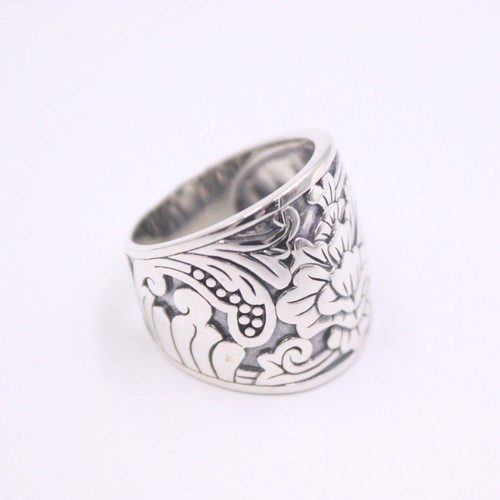 Chinese Silver Ring Men Women Gift Big Carved Flower Band Ring | eBay