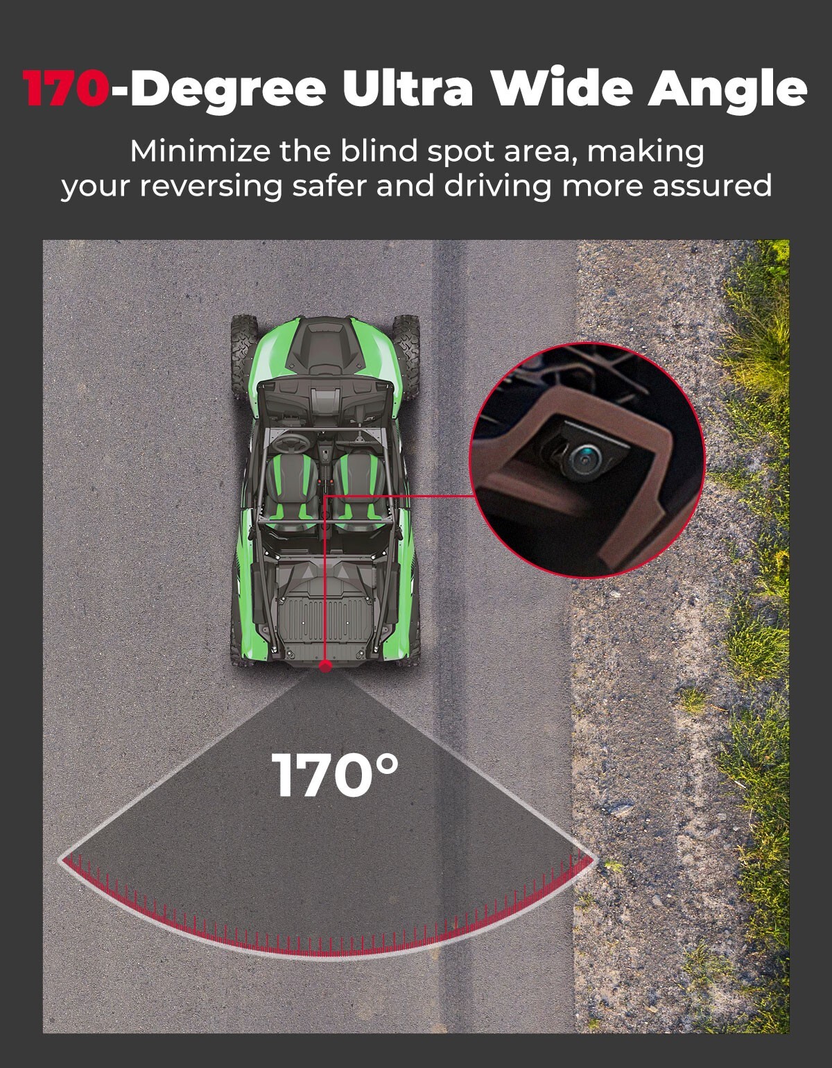 #99994-1725 UTV Rear Camera Kit 170 Degrees for KAWASAKI TERYX KRX 1000 ...