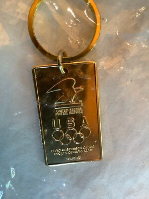 New Vintage 1992 Olympics Goldtone Keychain USPS Official Sponsor Made ...